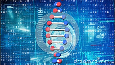 Animation of Graphical Dna Helix Rotating Over Globe and Digital ...