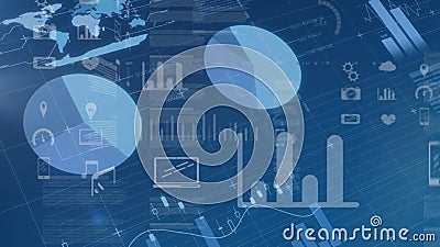 Animation of Graphs Data and Information Moving on a Screen Stock ...