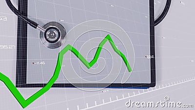Animation of Green Line Graph Showing Progress with Changing Numbers ...