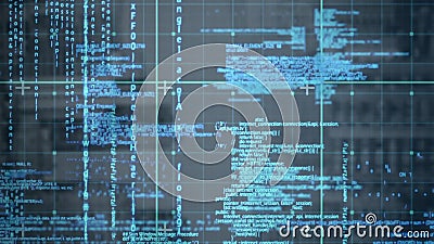 Animation of Grid Pattern Over Blue Computer Programming Language Against Black Background Stock ...