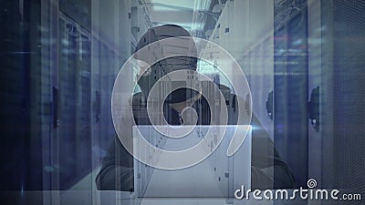 Animation of a Hooded Man Hacking Computer Stock Footage - Video of tech, person: 179014108