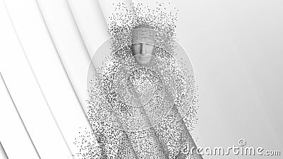 Animation of Human Body Formed with Exploding Particles on 3d White ...