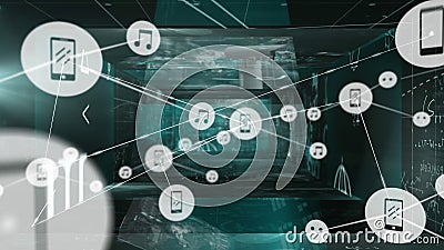 Animation of Icons Connected with Lines Over Multiple Infographic ...