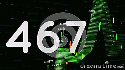 Animation of Increasing Number Over Data on Digital Screen Stock ...