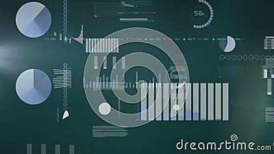 Animation of Infographic Interface with Multiple Graphs, Programming Language and Trading Board ...