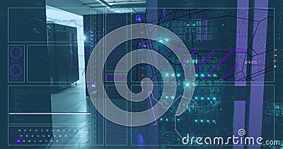 Animation of Interface with Data Processing Against Computer Server Room Stock Video - Video of ...