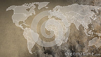 Animation of Interference Over World Map on Beige Background Stock ...