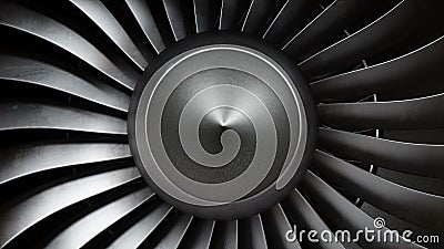 Animation Jet Engine, Close-up View Jet Engine Blades. Front View Of A ...