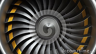 Animation Jet Engine, Close-up View Jet Engine Blades. Front View of a ...