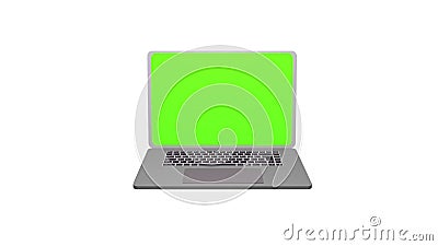 Animation of Laptop Computer with Green Screen, Graphic Mockup of ...