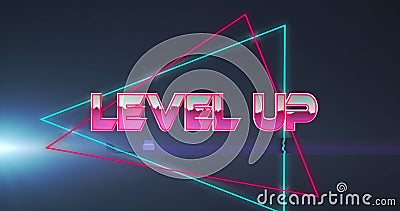 Animation of Level Up Text and Graphics on Dark Background Stock Video ...