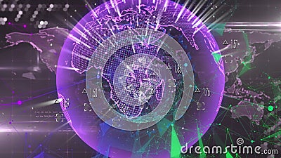 Animation of Light Trails and Plexus Networks Over Spinning Globe and ...