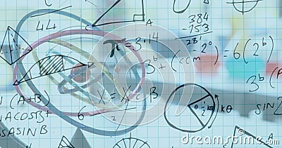 Animation of Mathematical Equations Over Model in Classroom Stock ...