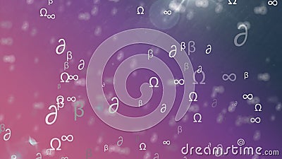 Animation of Mathematical Symbols Over Light Spots on Purple Background ...
