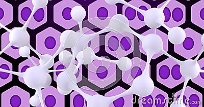 Animation of Molecules Over Violet Cells on Black Background Stock ...