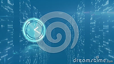 Animation of Moving Clock Over Light Spots on Blue Background Stock ...