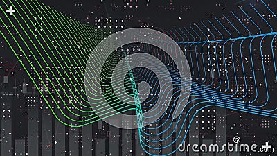 Animation of Moving Green and Blue Mesh Over Computer Motherboard Stock ...