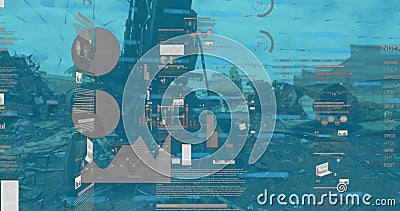 Animation of Multi Colored Infographic Interface Over Scrap Shearing ...