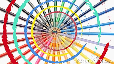 Animation of Multiple Colourful Moving Circles and Pencils on White ...