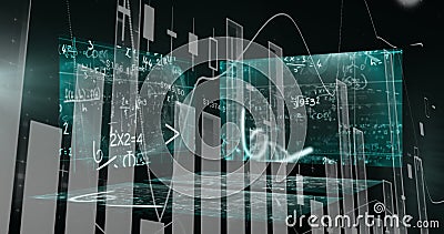 Animation of Multiple Graphs and Increasing Numbers Over Mathematical Equations Stock Footage ...