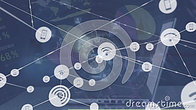 Animation of Network of Connections with Digital Icons and Data ...