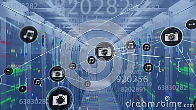 Animation of Network of Connections with Icons and Data Processing Over ...