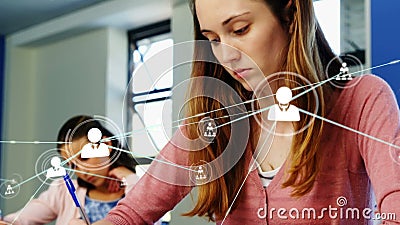 Animation of Network of Connections with Icons Over Diverse Students in ...