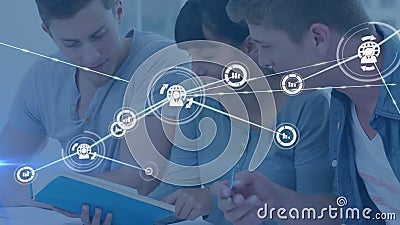Animation of Network of Connections with Icons Over Diverse Students ...