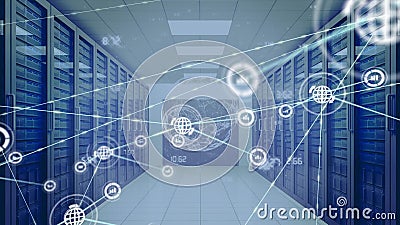 Animation of Network of Digital Icons and Globe of Network of ...