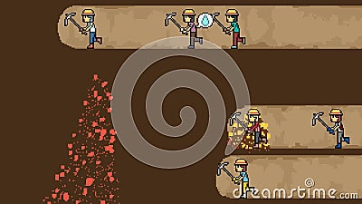 Animation Pixel Art Gold Mine Digger Stock Footage - Video of pixel ...