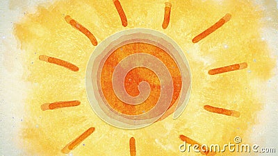 Animation of a Pulsating Hand Drawn Sun in Watercolors Stock Video ...