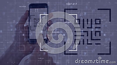 Animation of Qr Code and Qr Code Scanning on Smartphone Stock Footage ...