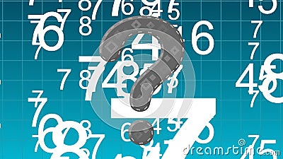 Animation of Question Mark and Falling Numbers Over Grid on Blue ...