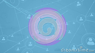 Animation of Round Scanner and Network of Profile Icons Against Blue ...