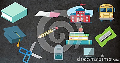 Animation of School Items Icons Moving Over Board Stock Video - Video ...