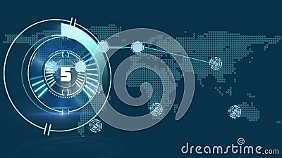 Animation of Scope with Countdown, World Map, Connections and Data ...