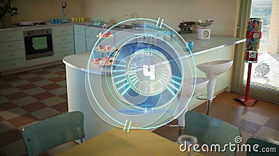 Animation of Scope with Data Processing and Countdown Over Office Stock Video - Video of ...