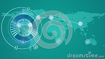 Animation of Scope Scanning Over Network of Connections and World Map ...