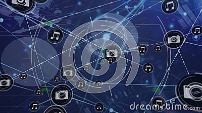 Animation of Scope Scanning Over Statistical Data Processing and Network of Connections Stock ...