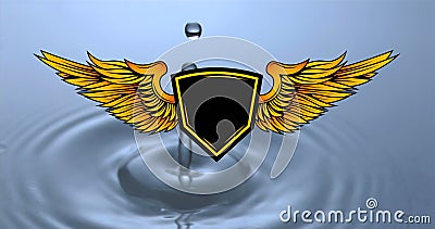 Animation of Shield with Wings Over Drop Falling into Water Stock Video ...
