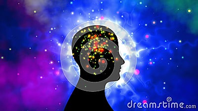 Silhouette of Human Head with Effect Particles Stock Video - Video of ...