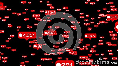Animation of Social Media Messages Counter Moving Randomly, Black ...
