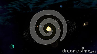 Animation of a Solar System - Planets Fly Around the Sun in Orbits ...