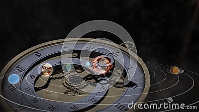Animation of Solar System, Planets and Space Over Clock Ticking Stock ...