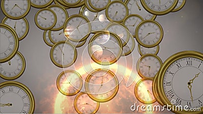 Animation of Solar System, Planets and Space Over Clocks Ticking Stock ...