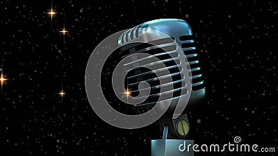 Animation of Stars Falling Over Microphone on Dark Background Stock ...