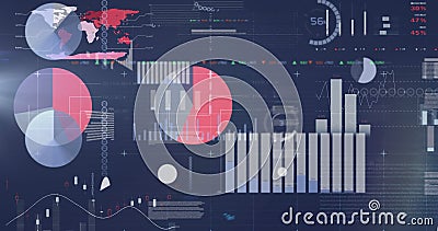 Animation of Statistical Data Processing Against Blue Background Stock ...