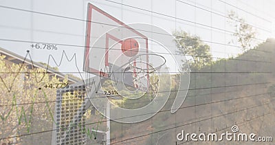 Animation of Statistics and Data Processing Over Basketball Hoop Stock ...