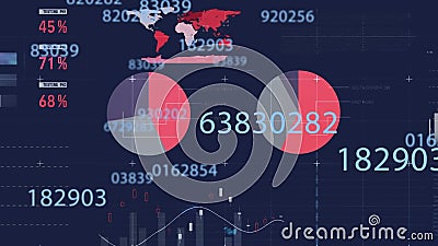 Animation of Statistics and Data Processing on Purple Background Stock ...