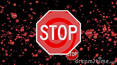 Animation of Stop Sign Floating Around Randomly, Against a Black ...
